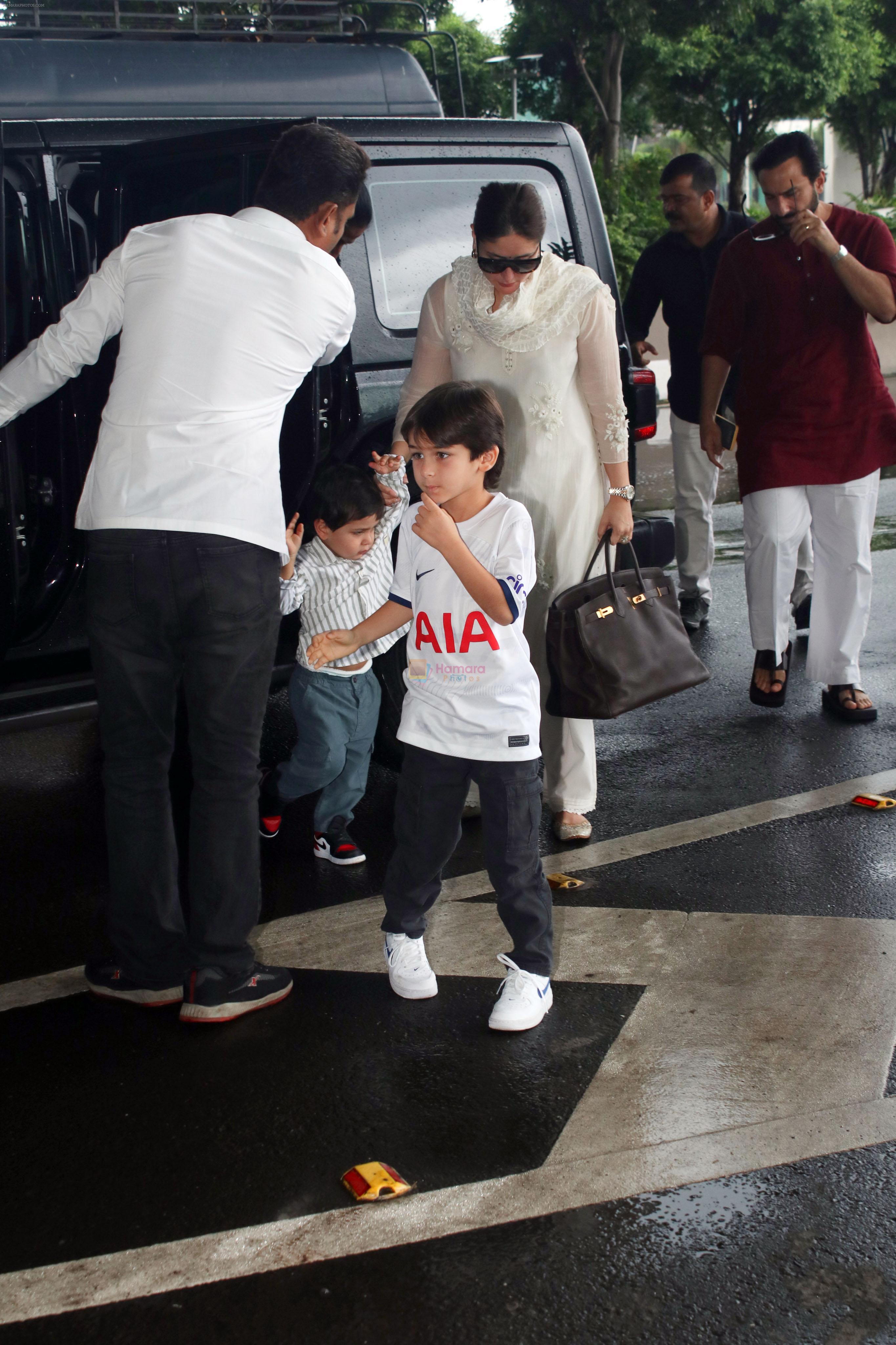 Jeh Ali Khan, Kareena Kapoor, Saif Ali Khan, Taimur Ali Khan Spotted At Airport Departure on ...